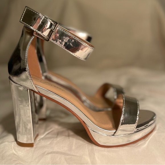 Shoes | Metallic Silver Heels | Poshmark
